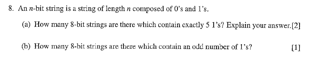 Solved 8. An n-bit string is a string of length n composed | Chegg.com