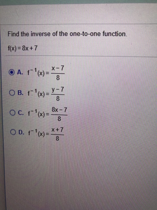 Solved Find the inverse of the one-to-one function. f(x) = | Chegg.com