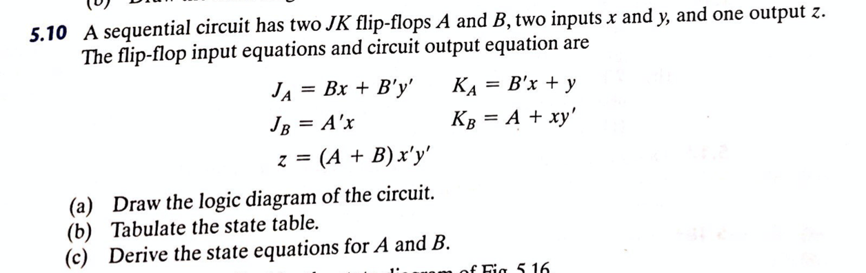 Solved 5.10 A sequential circuit has two JK flip-flops A and | Chegg.com