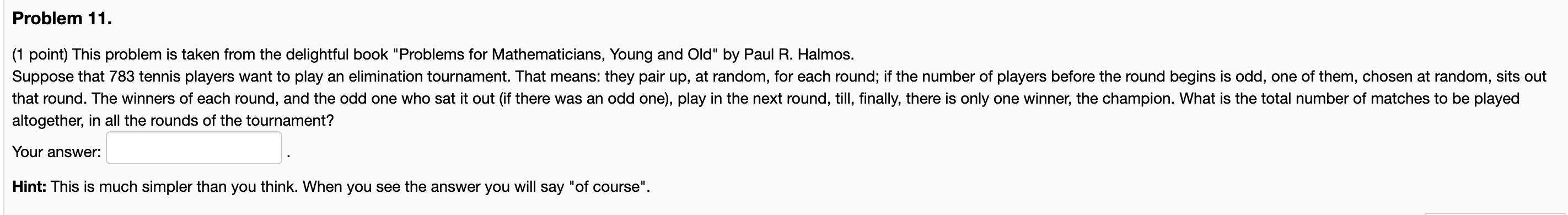 Solved Problem 11. (1 point) This problem is taken from the | Chegg.com