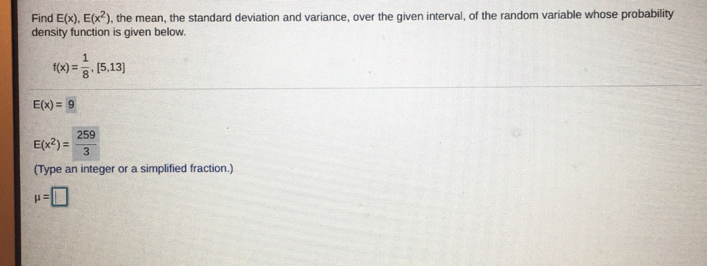 Solved Find E(x), E(x2), the mean, the standard deviation | Chegg.com