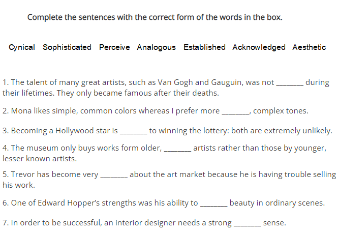 Complete the sentences with the correct form of the | Chegg.com