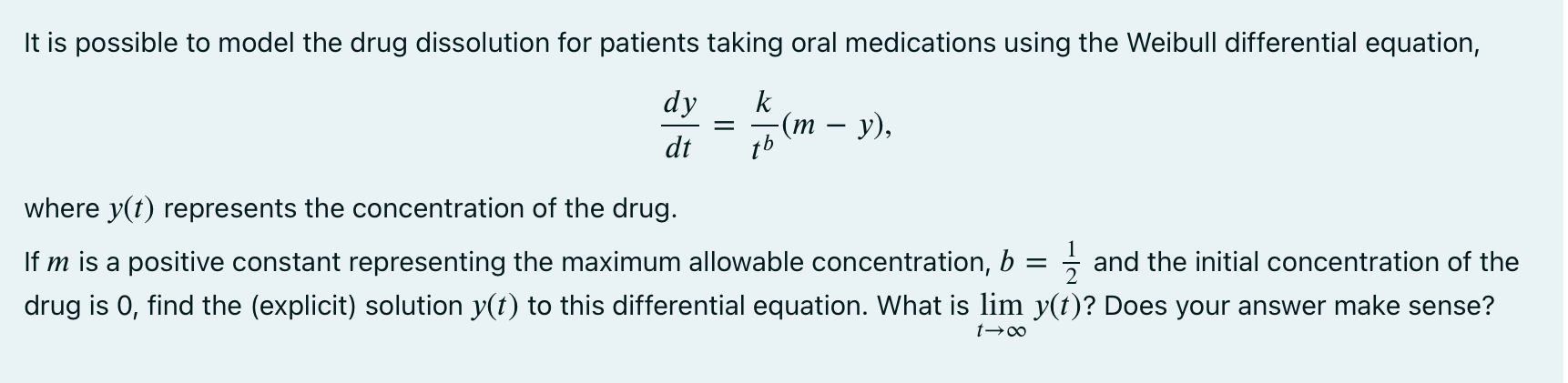 Solved It is possible to model the drug dissolution for | Chegg.com