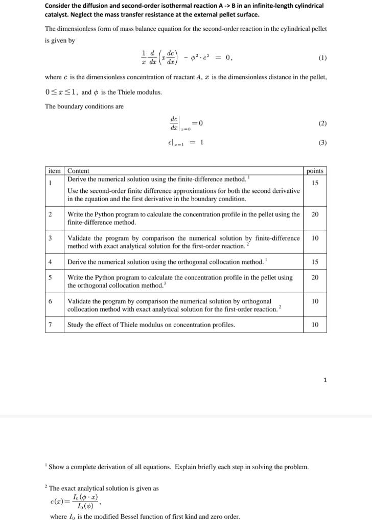 Solved Consider the diffusion and second-order isothermal | Chegg.com