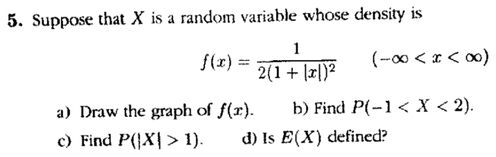 Solved 5. Suppose that X is a random variable whose density | Chegg.com