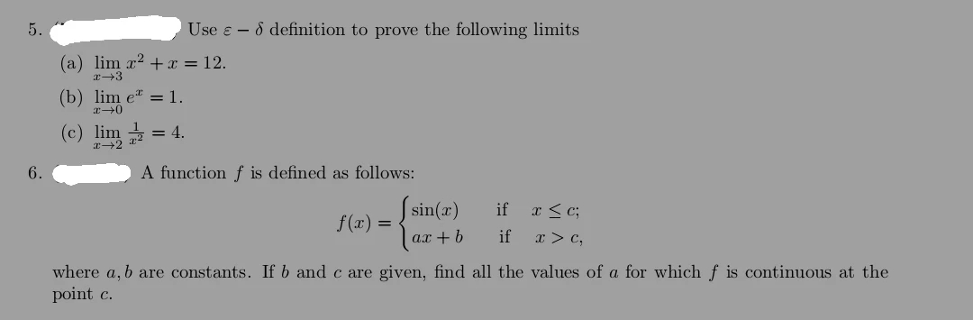Solved 5 . Use ε−δ definition to prove the following limits | Chegg.com