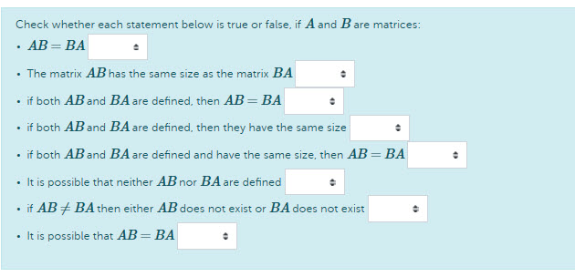 Solved Check whether each statement below is true or false, | Chegg.com