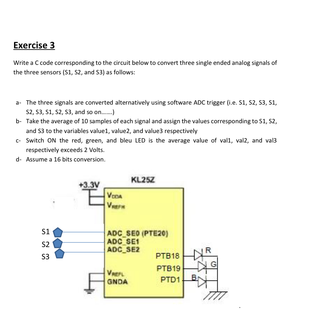 Solved Exercise 3Write a C code corresponding to the circuit | Chegg.com