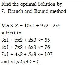 Solved Find the optimal Solution by 7. Branch and Bound | Chegg.com