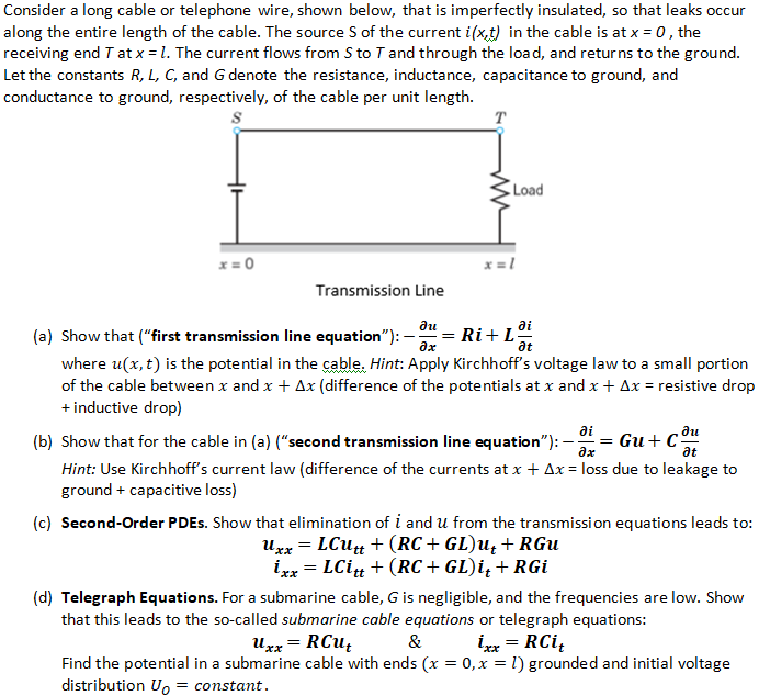 Solved Consider a long cable or telephone wire, shown below, | Chegg.com
