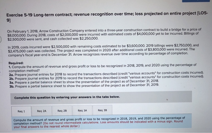 Solved Exercise 5-19 Long-term contract: revenue recognition | Chegg.com