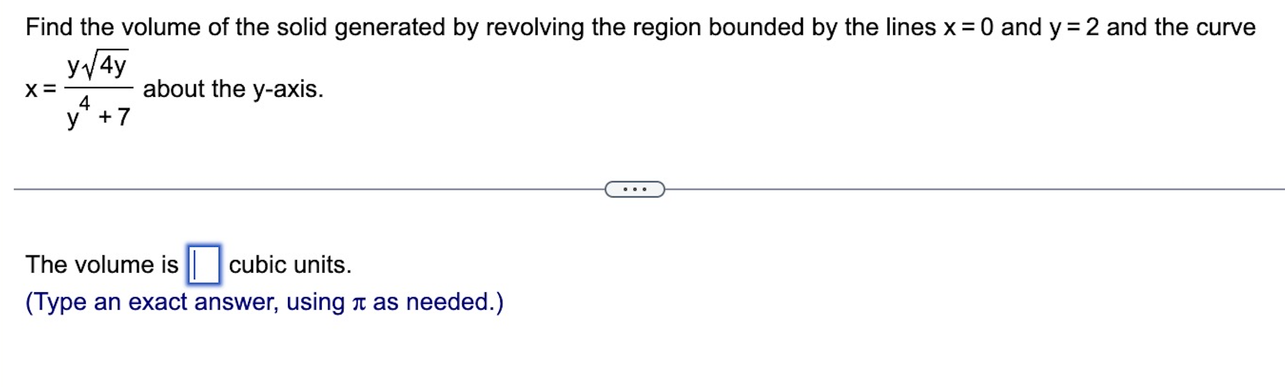 Solved Find the volume of the solid generated by revolving | Chegg.com