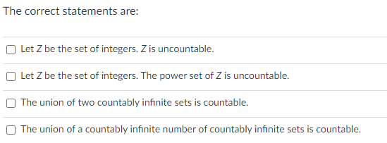 Solved The correct statements are: Let Z be the set of | Chegg.com