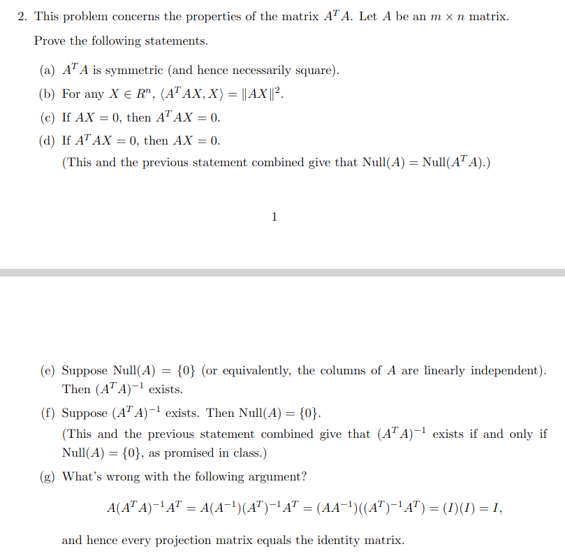 Solved 2. This problem concerns the properties of the matrix | Chegg.com