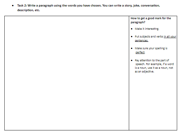 Solved Task 2: Write a paragraph using the words you have | Chegg.com