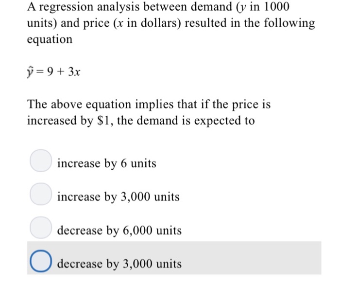 Solved A regression analysis between demand (y in 1000 | Chegg.com