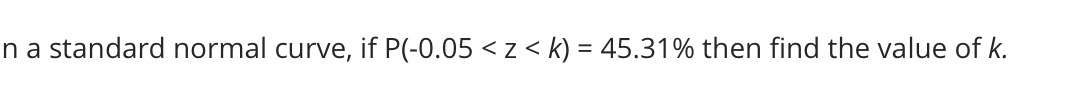 Solved a standard normal curve, if P(−0.05 | Chegg.com