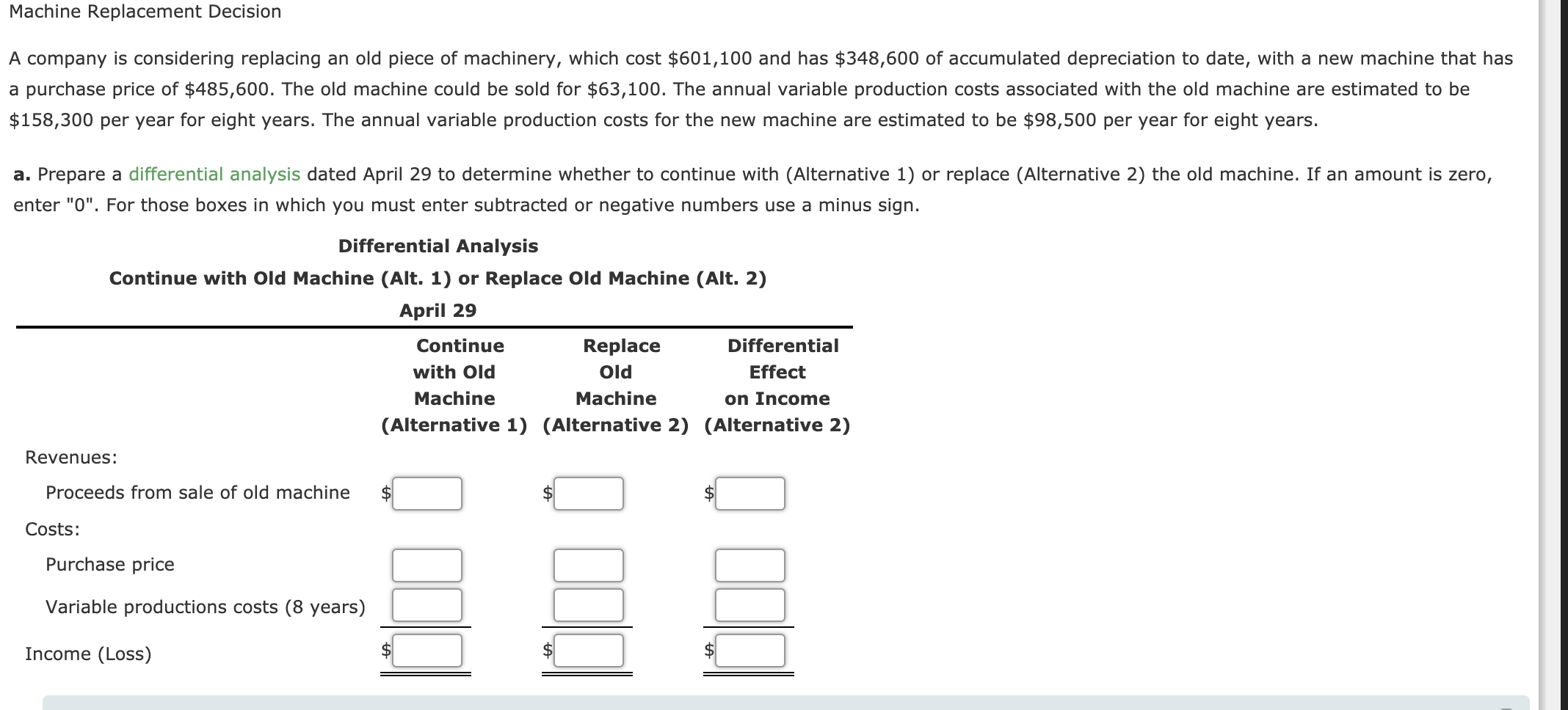 Solved Machine Replacement Decision A company is considering | Chegg.com