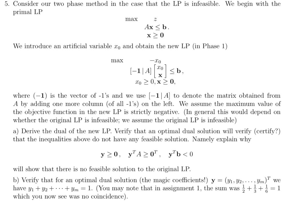 5. Consider our two phase method in the case that the | Chegg.com
