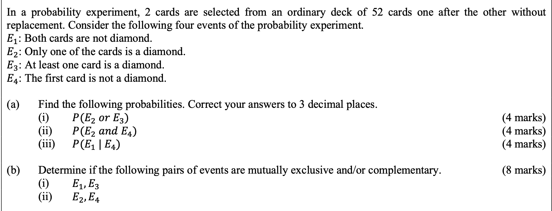 Solved In a probability experiment, 2 cards are selected | Chegg.com