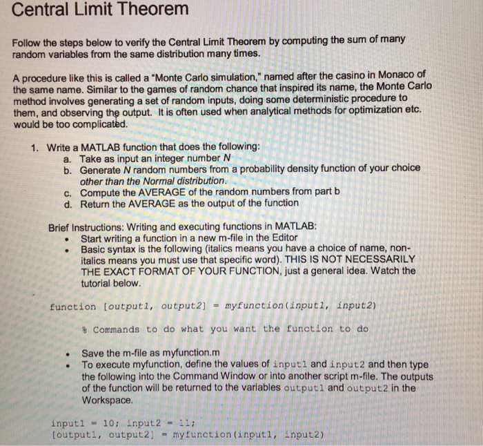 Solved Central Limit Theorem Follow the steps below to | Chegg.com