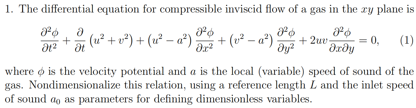 Solved 1. The differential equation for compressible | Chegg.com