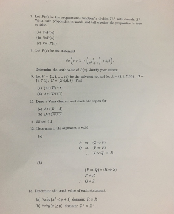 Solved Let P N Be The Propositional Function N Divides 77