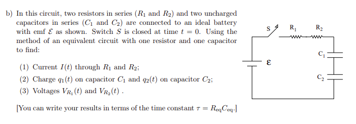 Solved Consider the following RC circuit problems involving | Chegg.com