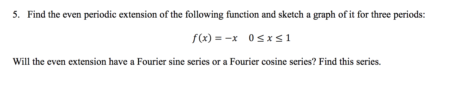 Solved 5. Find the even periodic extension of the following | Chegg.com