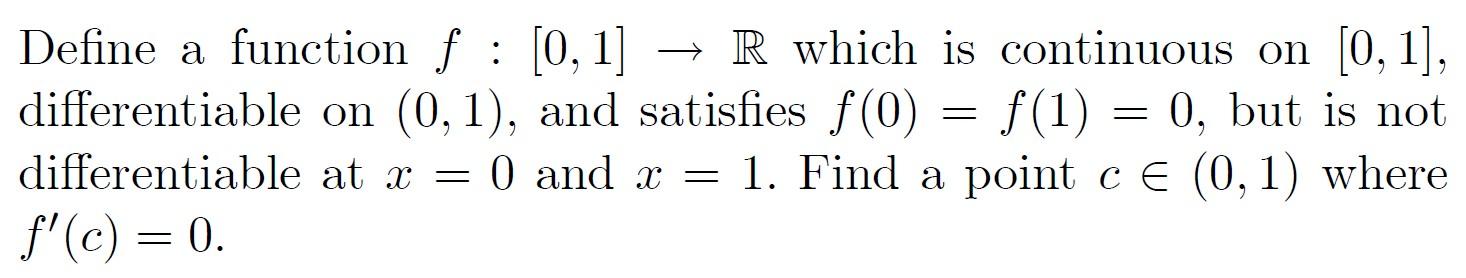 Solved Define a function f:[0,1]→R which is continuous on | Chegg.com
