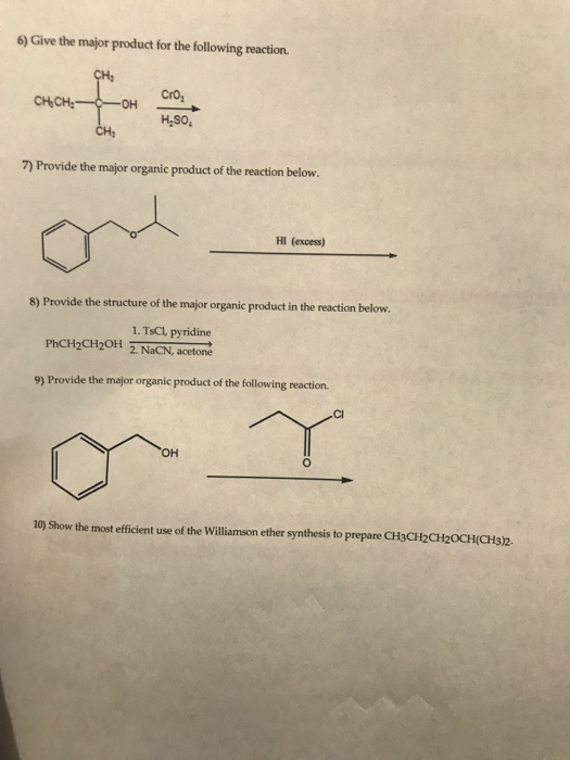 Solved 6) Give the major product for the following reaction | Chegg.com