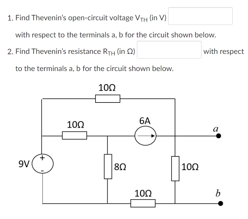 Solved 1. Find Thevenin's open-circuit voltage VTH (in V ) | Chegg.com