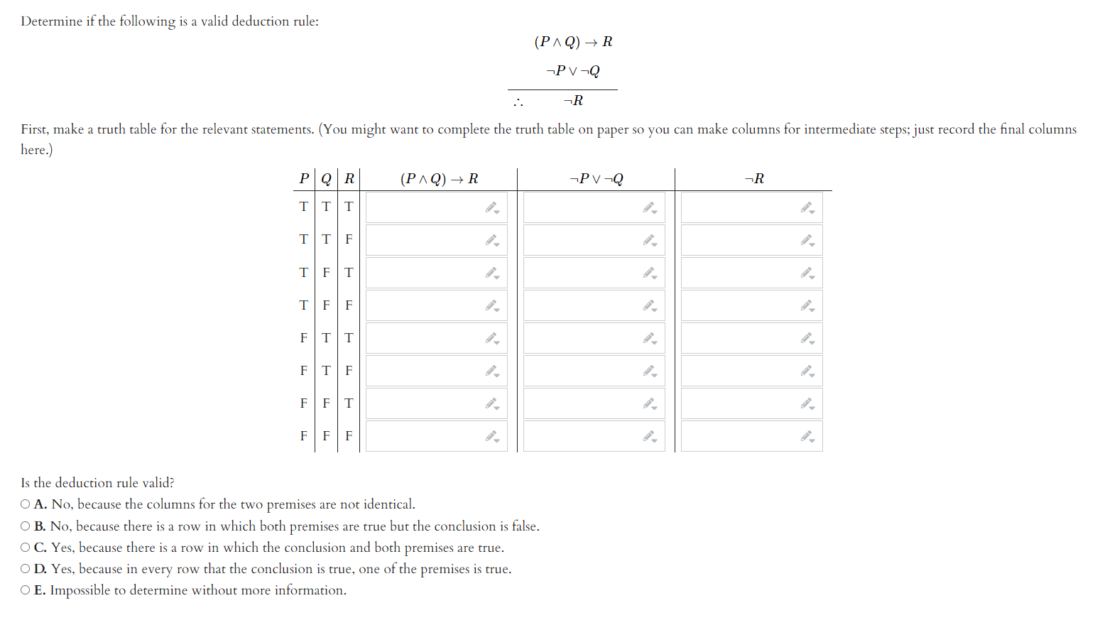 Solved Determine if the following is a valid deduction rule: | Chegg.com