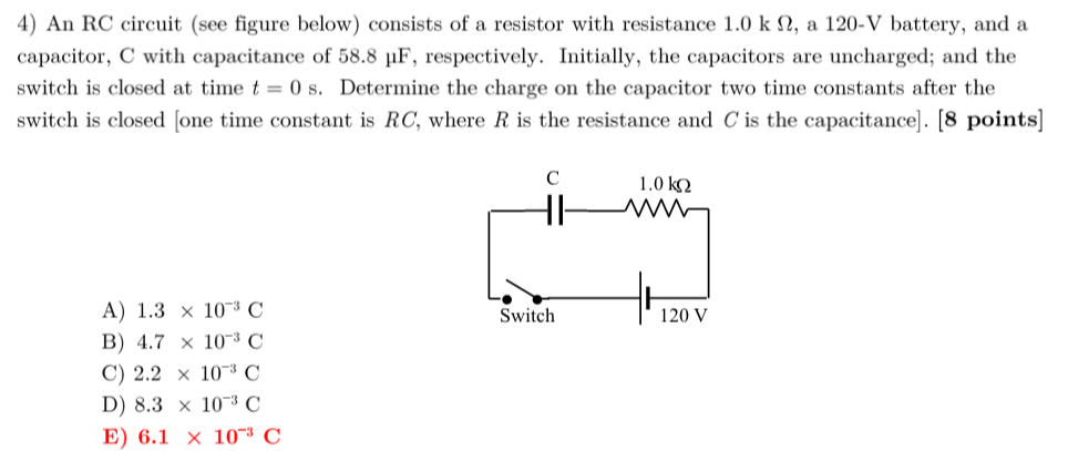Solved An RC circuit consists of a resistor with resistance | Chegg.com