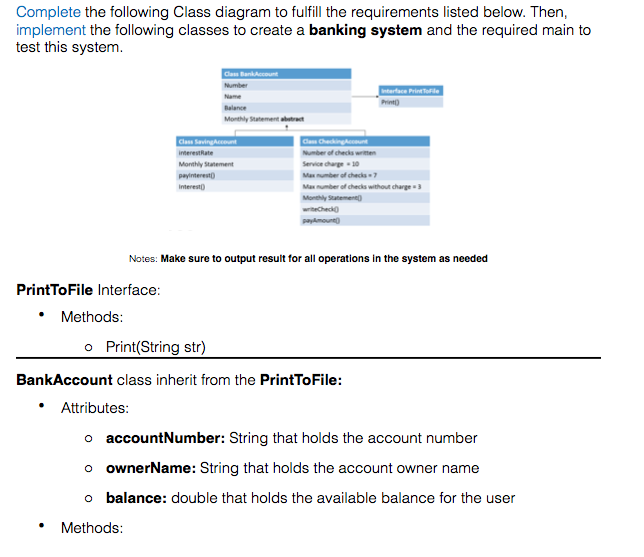 Solved Complete the following Class diagram to fulfill the | Chegg.com