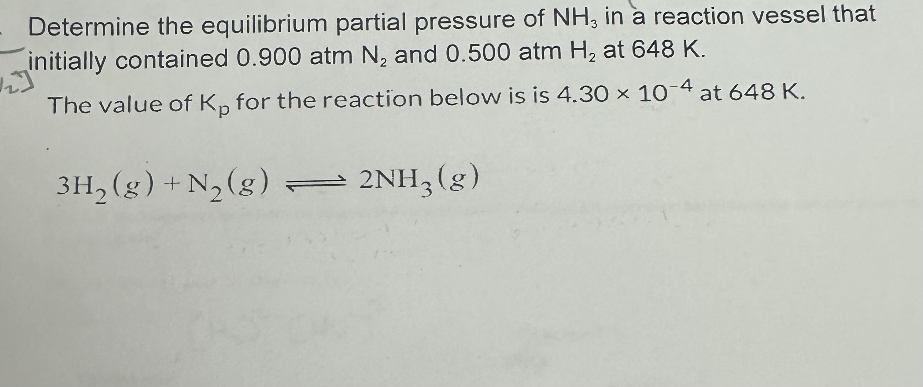 Solved Determine the equilibrium partial pressure of NH3 in | Chegg.com