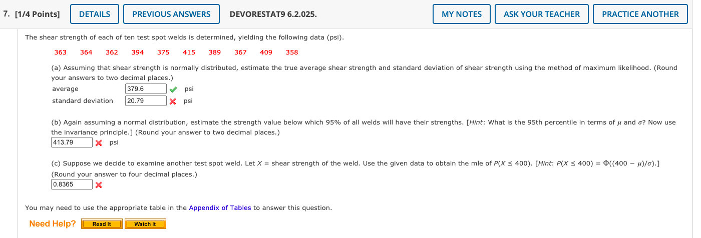 Solved 7. (1/4 Points] DETAILS PREVIOUS ANSWERS DEVORESTAT9 | Chegg.com