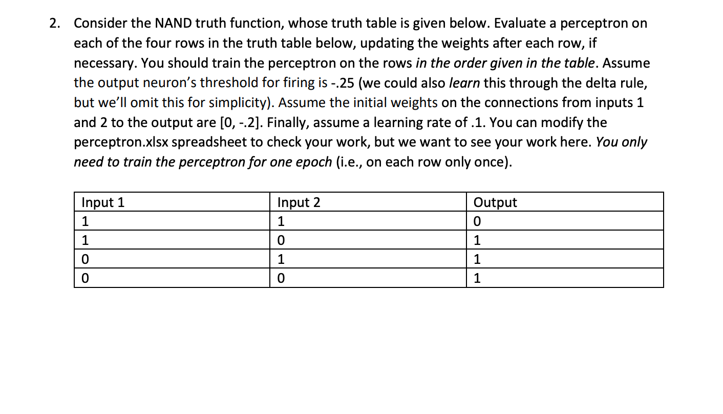2. Consider the NAND truth function, whose truth | Chegg.com