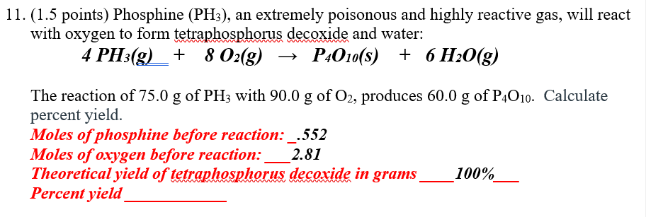 Solved 1. (1.5 points) Phosphine (PH3), an extremely | Chegg.com