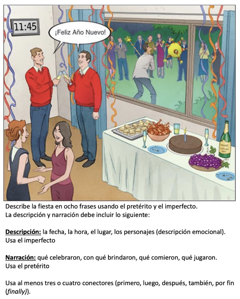 Describe la fiesta en ocho frases usando el pretérito | Chegg.com
