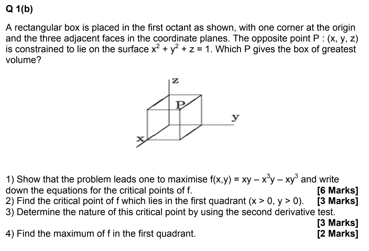 Q 1(b) A rectangular box is placed in the first | Chegg.com