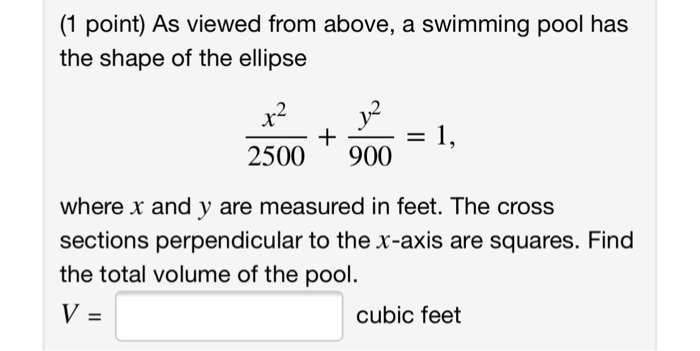 Solved (1 point) As viewed from above, a swimming pool has | Chegg.com