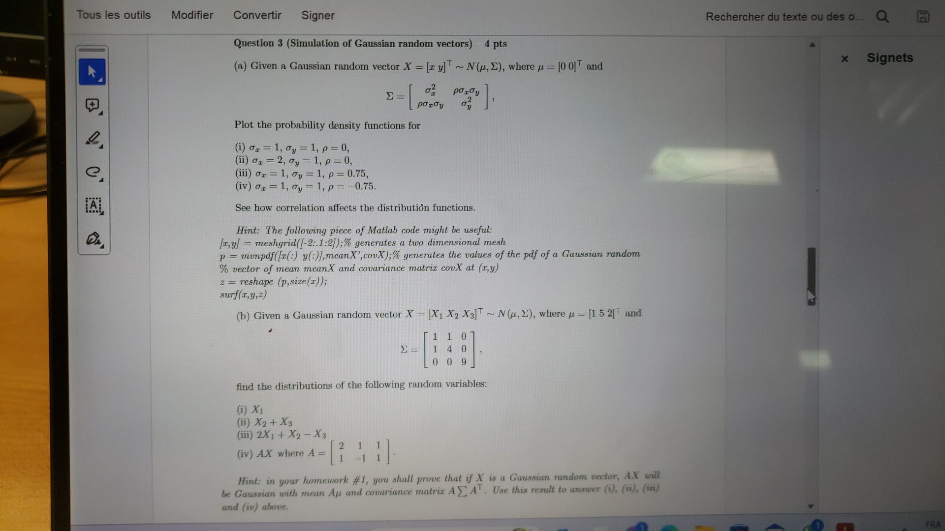 Solved (v) Simulate 10000 samples of the given Gaussian | Chegg.com