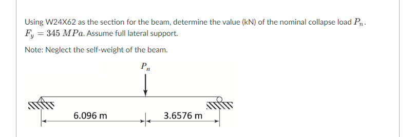 Solved Using W24X62 as the section for the beam, determine | Chegg.com