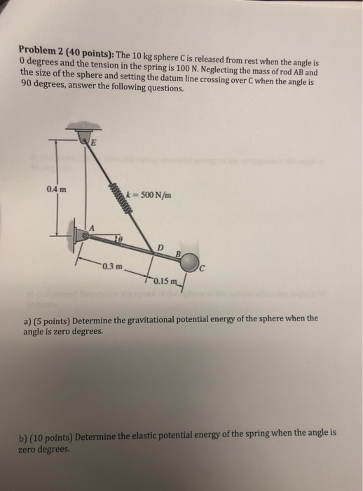 Solved Problem 2 (40 points): The 10 kg sphere C is released | Chegg.com