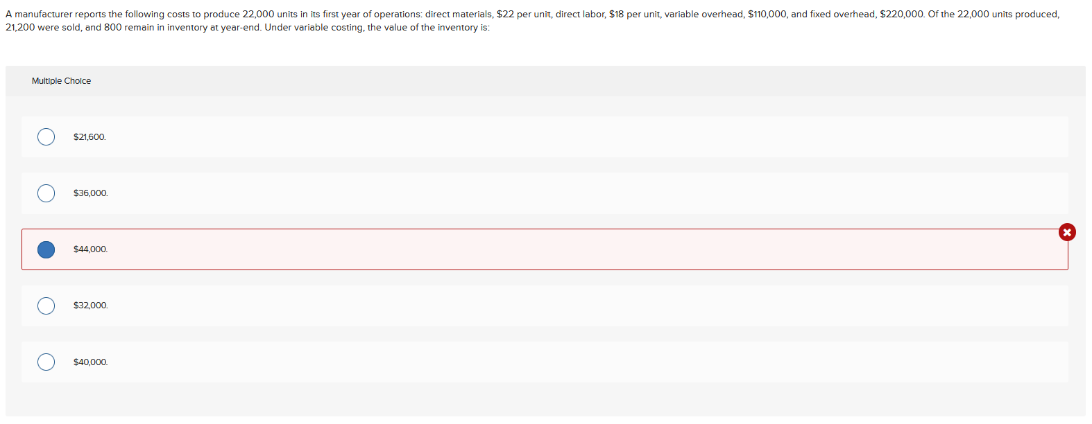 Solved A manufacturer reports the following costs to produce | Chegg.com