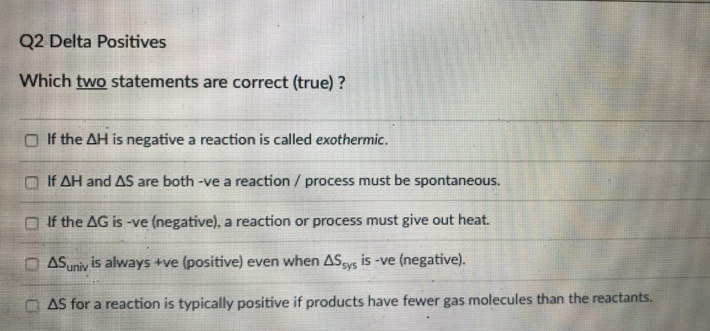 Solved Delta Positives Which two statements are correct | Chegg.com