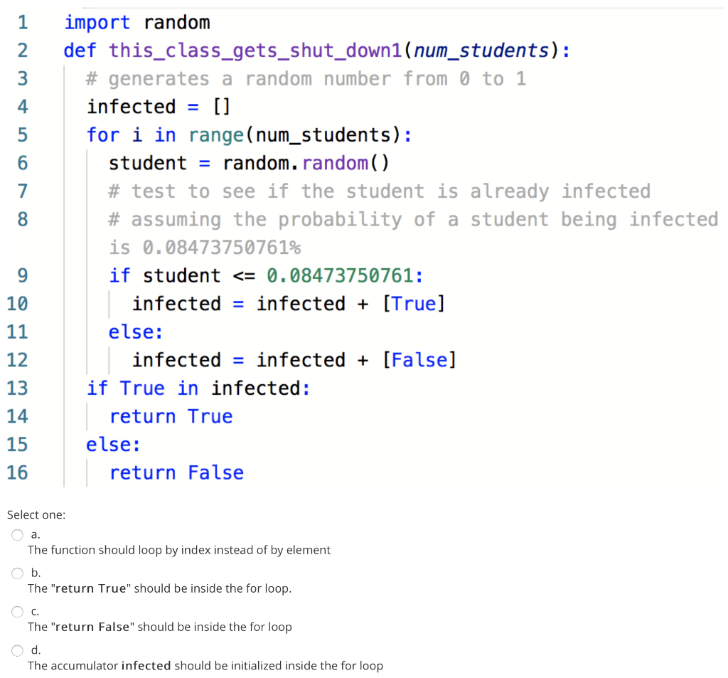 Solved 1 2 3 4 = 5 = 6 7 8 import random def | Chegg.com