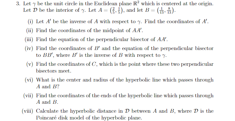 Solved 3. Let y be the unit circle in the Euclidean plane R2 | Chegg.com