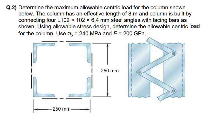 Solved 2.2) Determine the maximum allowable centric load for | Chegg.com